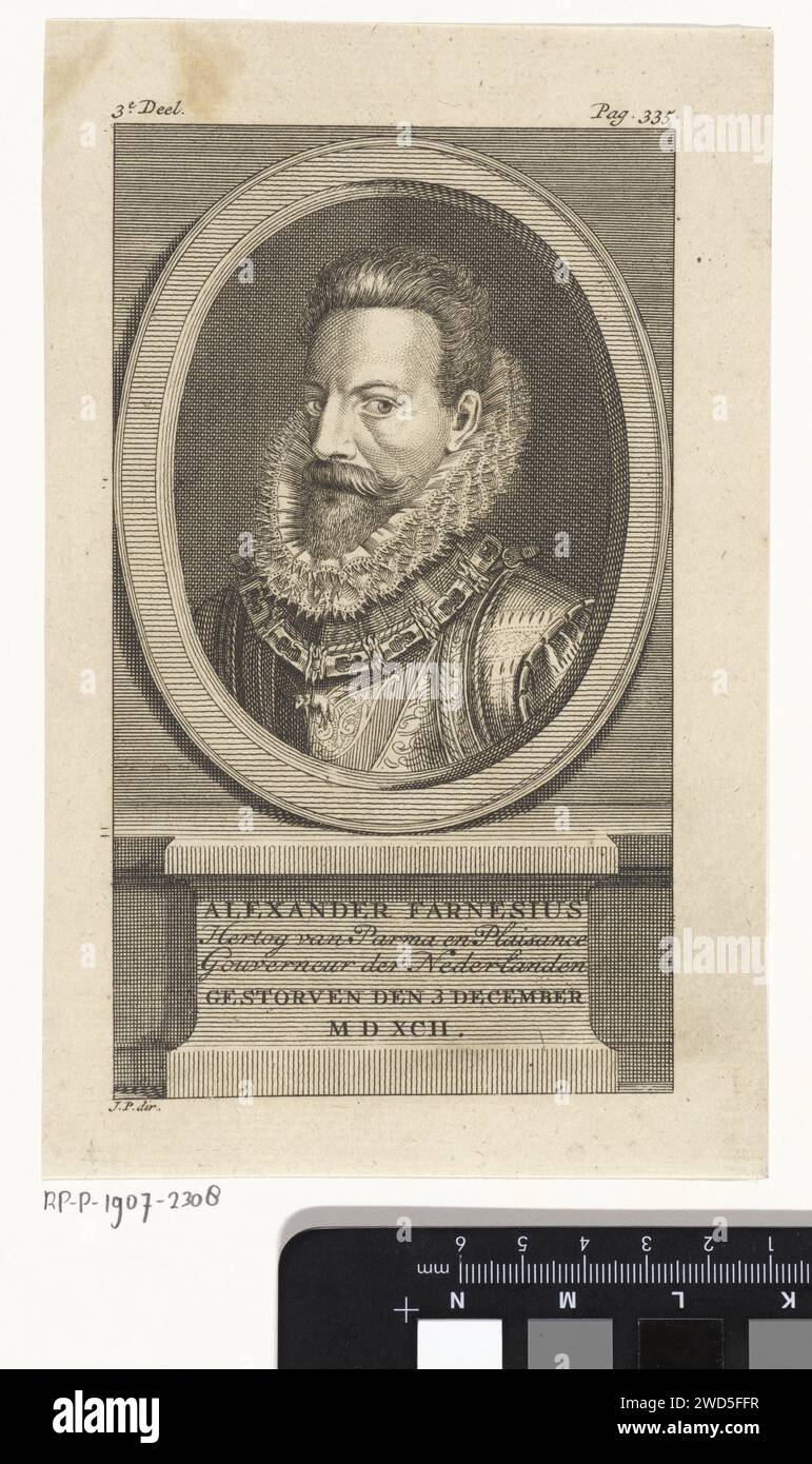 Portrait of Alessandro Farnese, Duke of Parma, Jan Punt, 1750 print ...