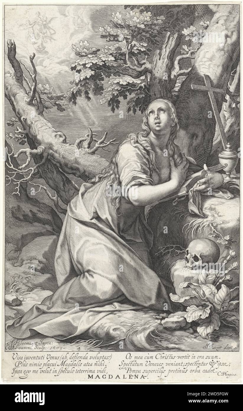 Fine H. Maria Magdalena, Willem Isaacsz. van Swanenburg, after Abraham Bloemaert, 1609 print ...