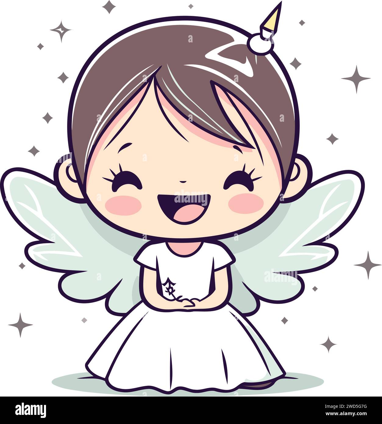 Cute little angel girl cartoon vector illustration graphic design ...