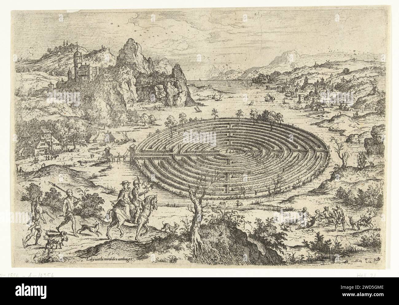 Het Kretenzische labyrint, Hieronymus Cock, after Matthys Cock, c. 1551 ...