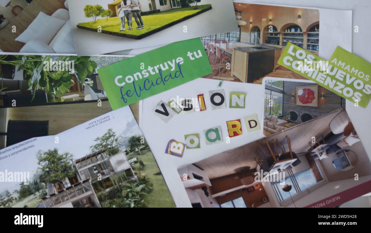 Making visionboard with magazine clippings Stock Photo - Alamy