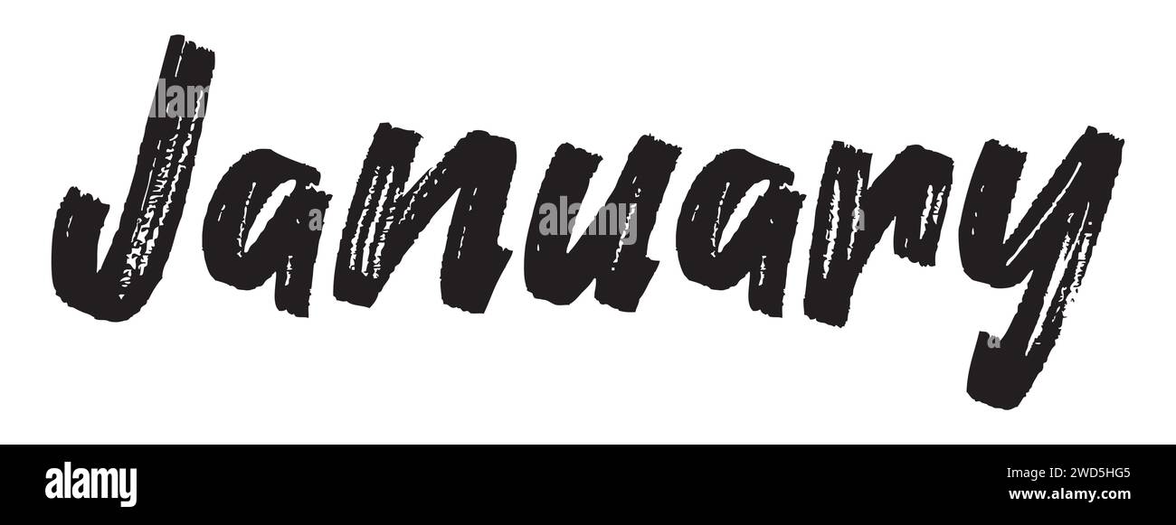 Black word of month 'January'. Vector illustration. Title of January ...