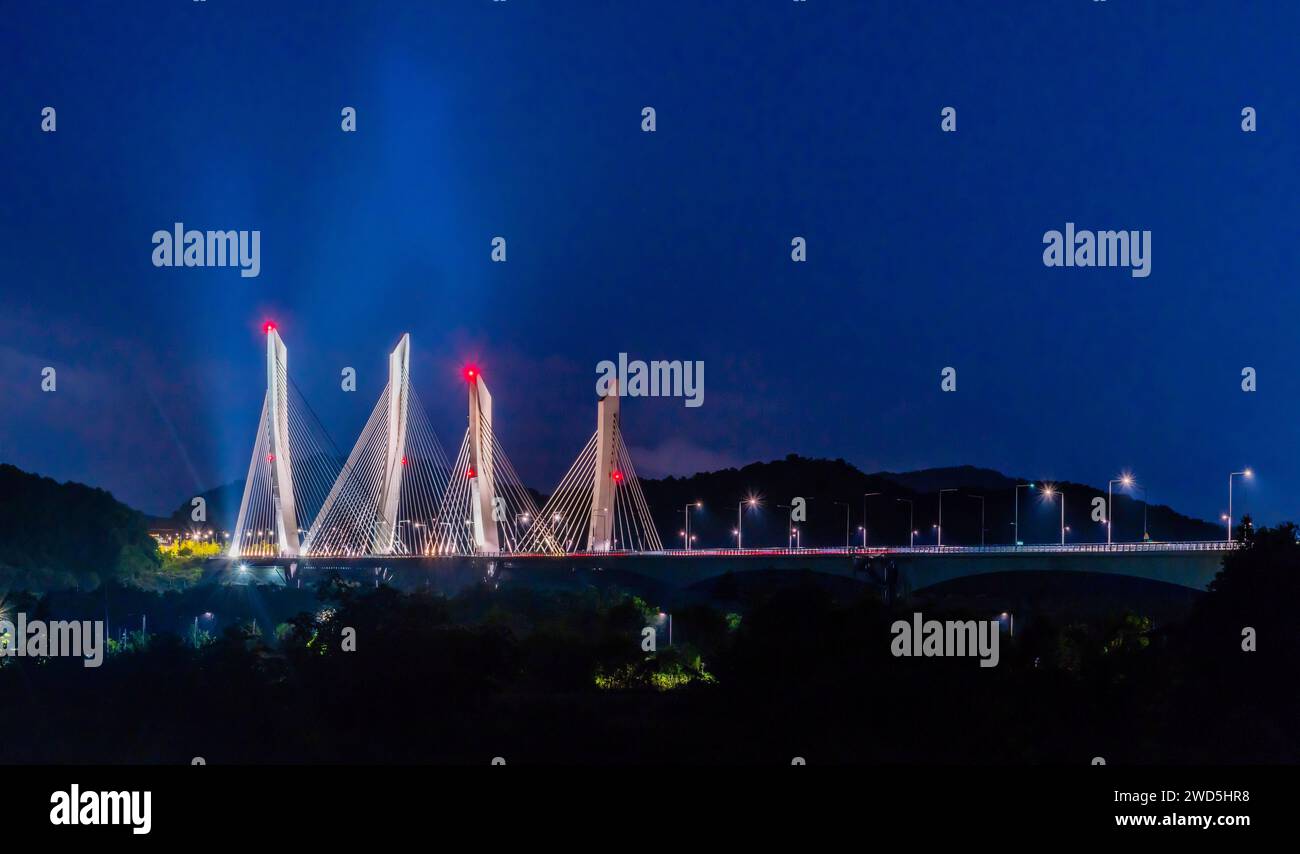 Long exposure night view of Aramchangyo bridge designed by SK E&C near ...