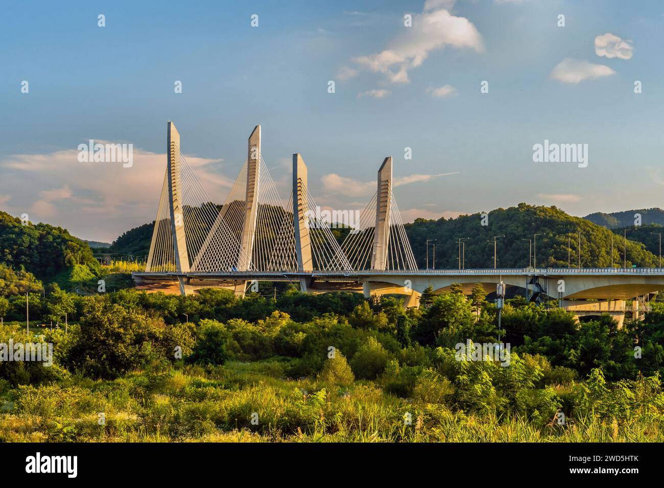 Aramchangyo bridge designed by SK E&C near Sejong city in South Korea ...
