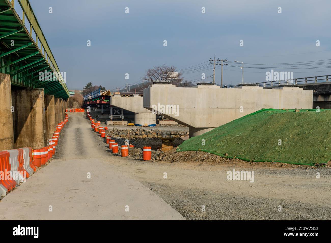 New rural bridge under construction adjacent to old bridge currently in ...