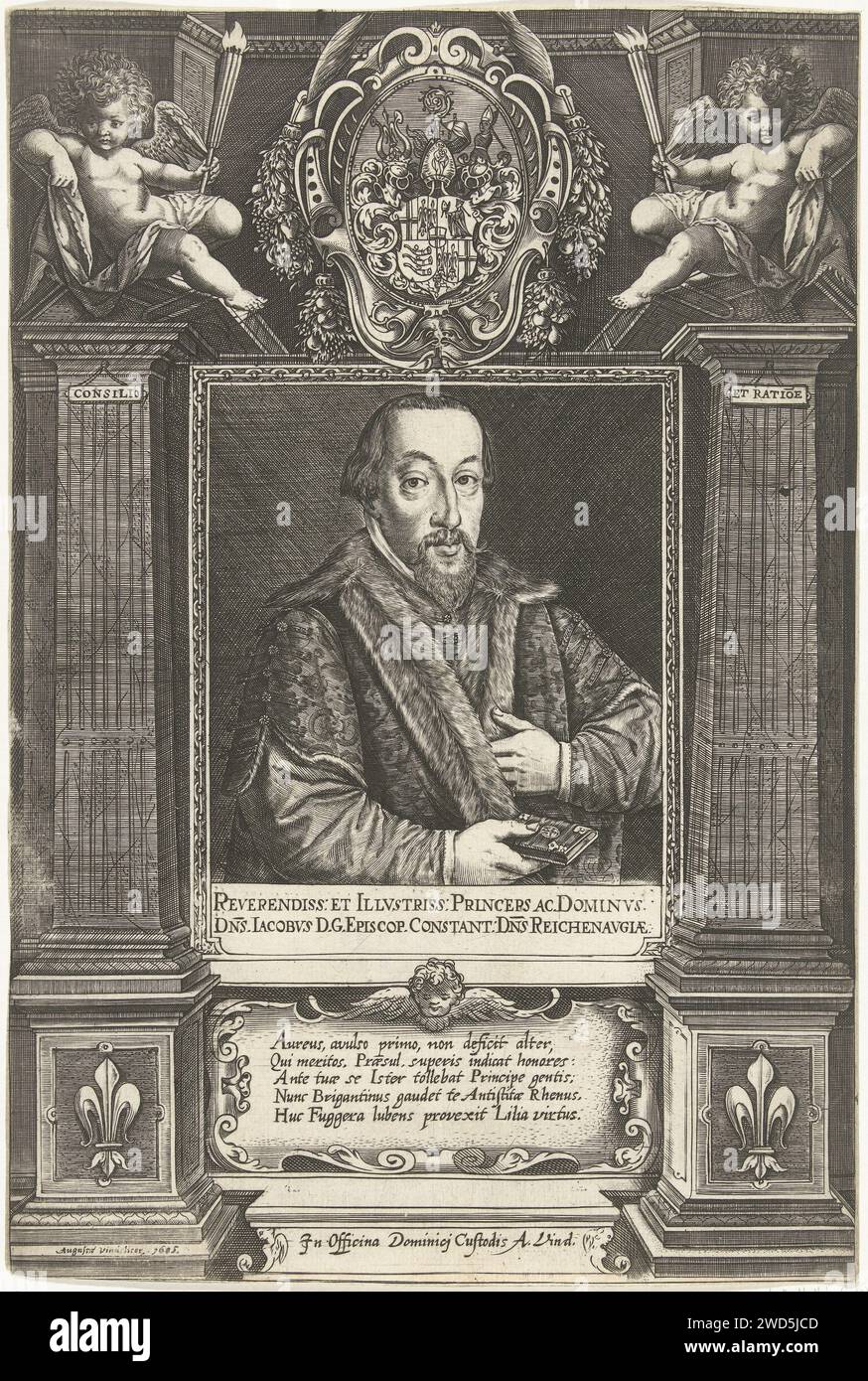 Portrait of Jacob Fugger, bishop of Konstanz, Dominicus Custos, after ...