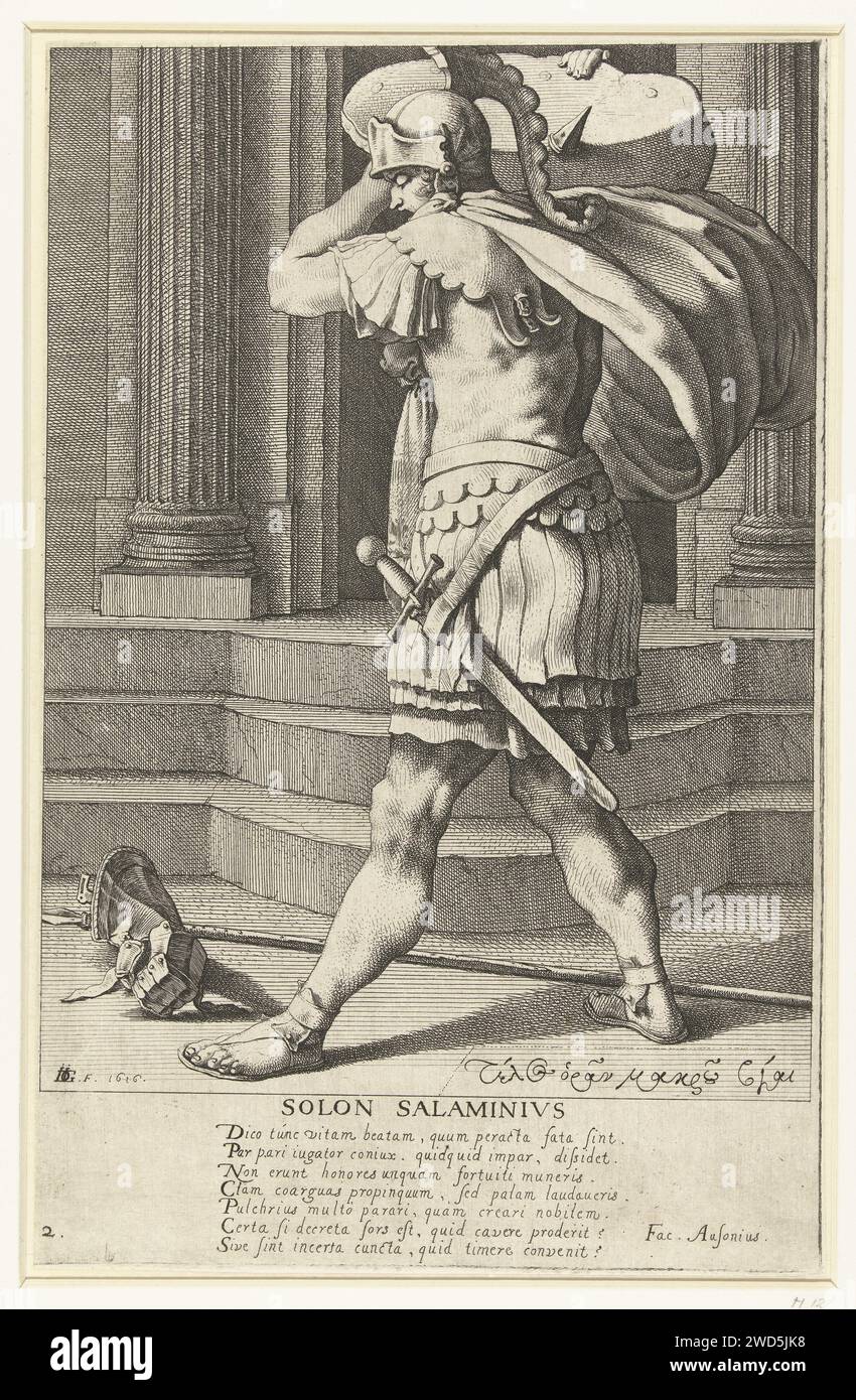 Solon van Athens, Jacques de Gheyn (III), 1616 print A man in military ...