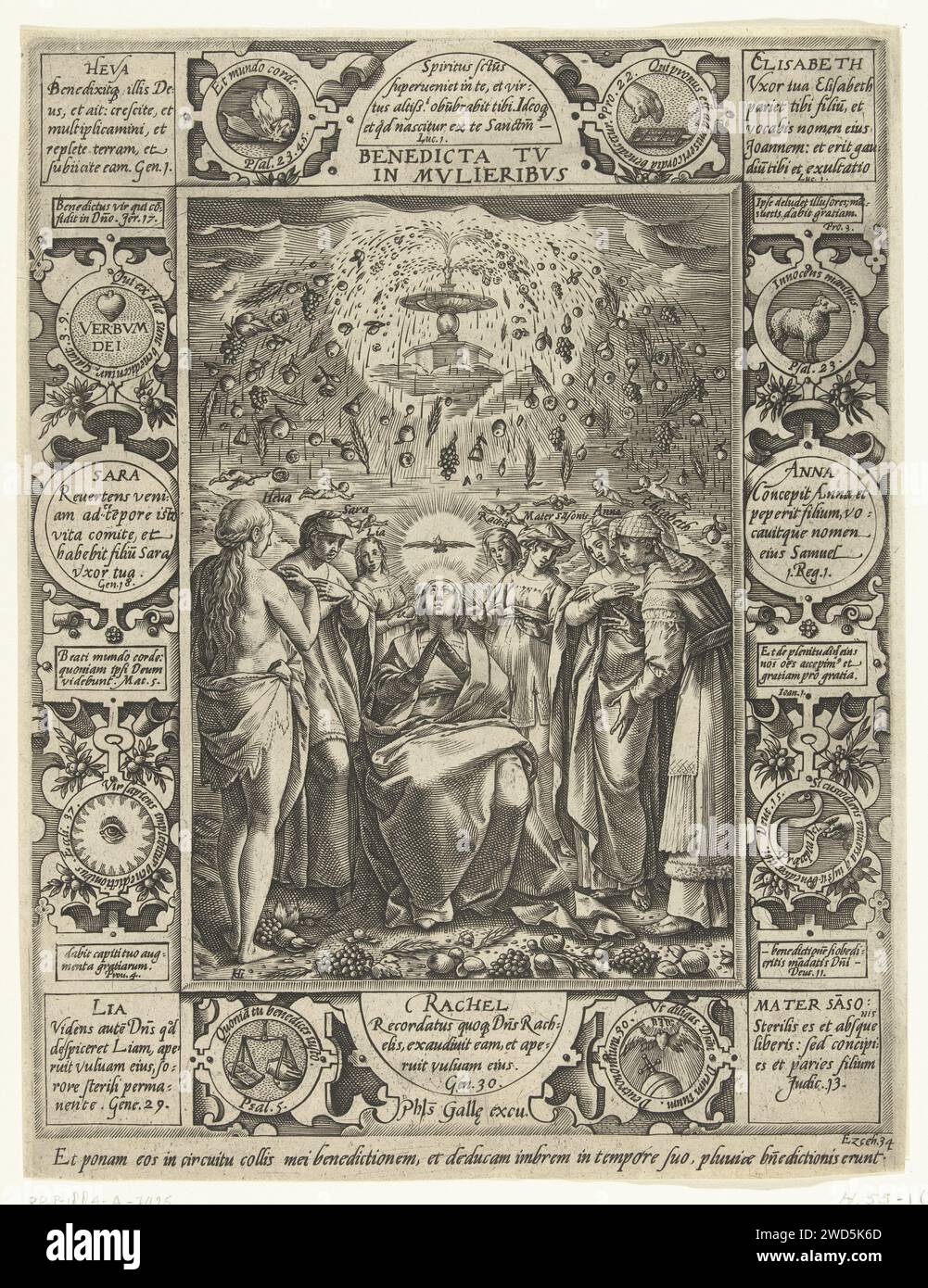 Maria and seven Biblical mothers, Hendrick Goltzius, 1576 - 1580 print ...