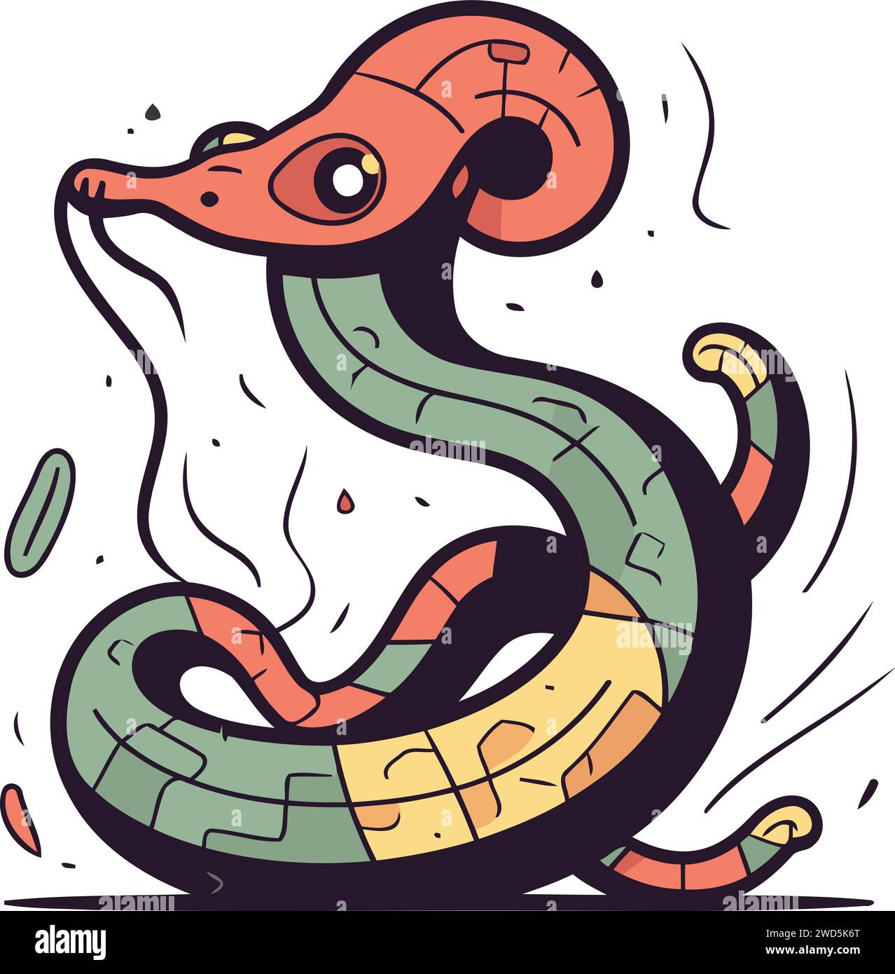 Cartoon snake. Vector illustration. Isolated on white background Stock ...