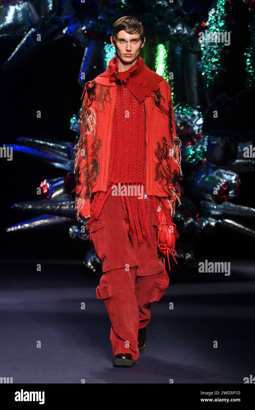 Milan, Italy. 14th Jan, 2024. Andersson Bell fashion show catwalk at ...