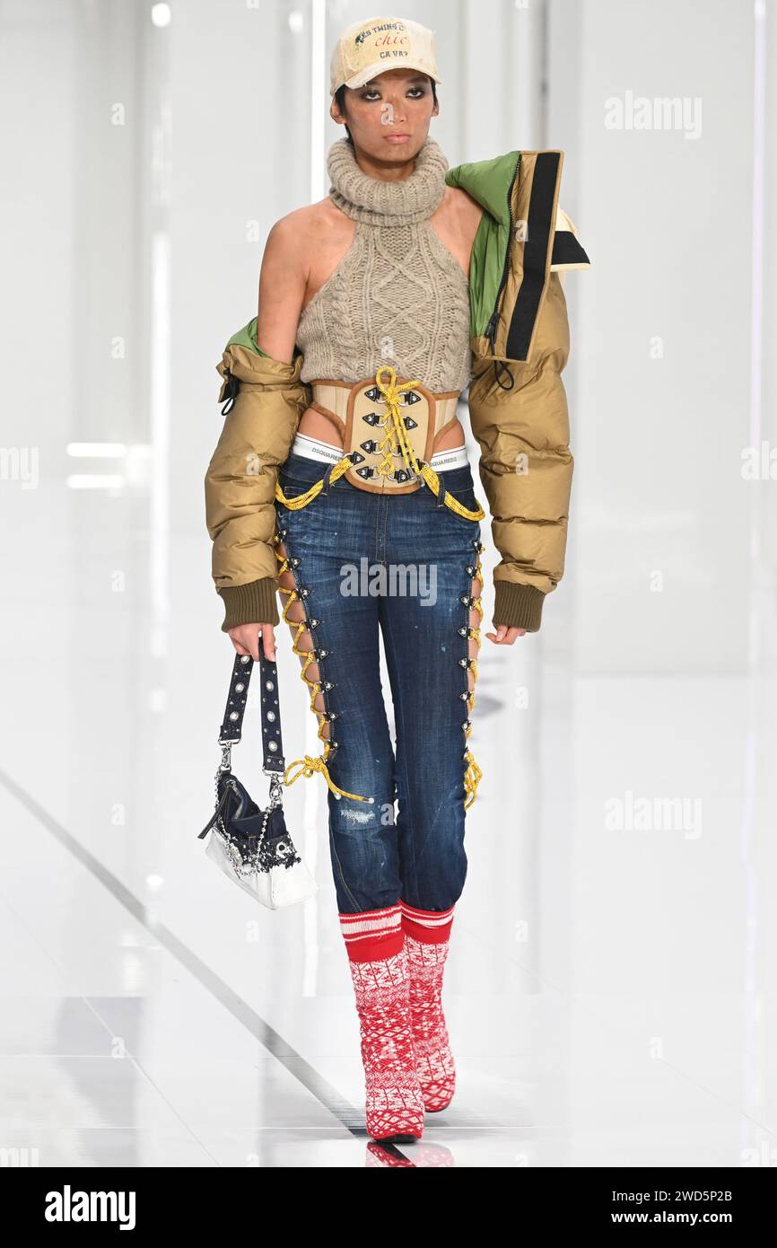 Milan, Italy. 12th Jan, 2024. Dsquared2 fashion show catwalk at Milan ...