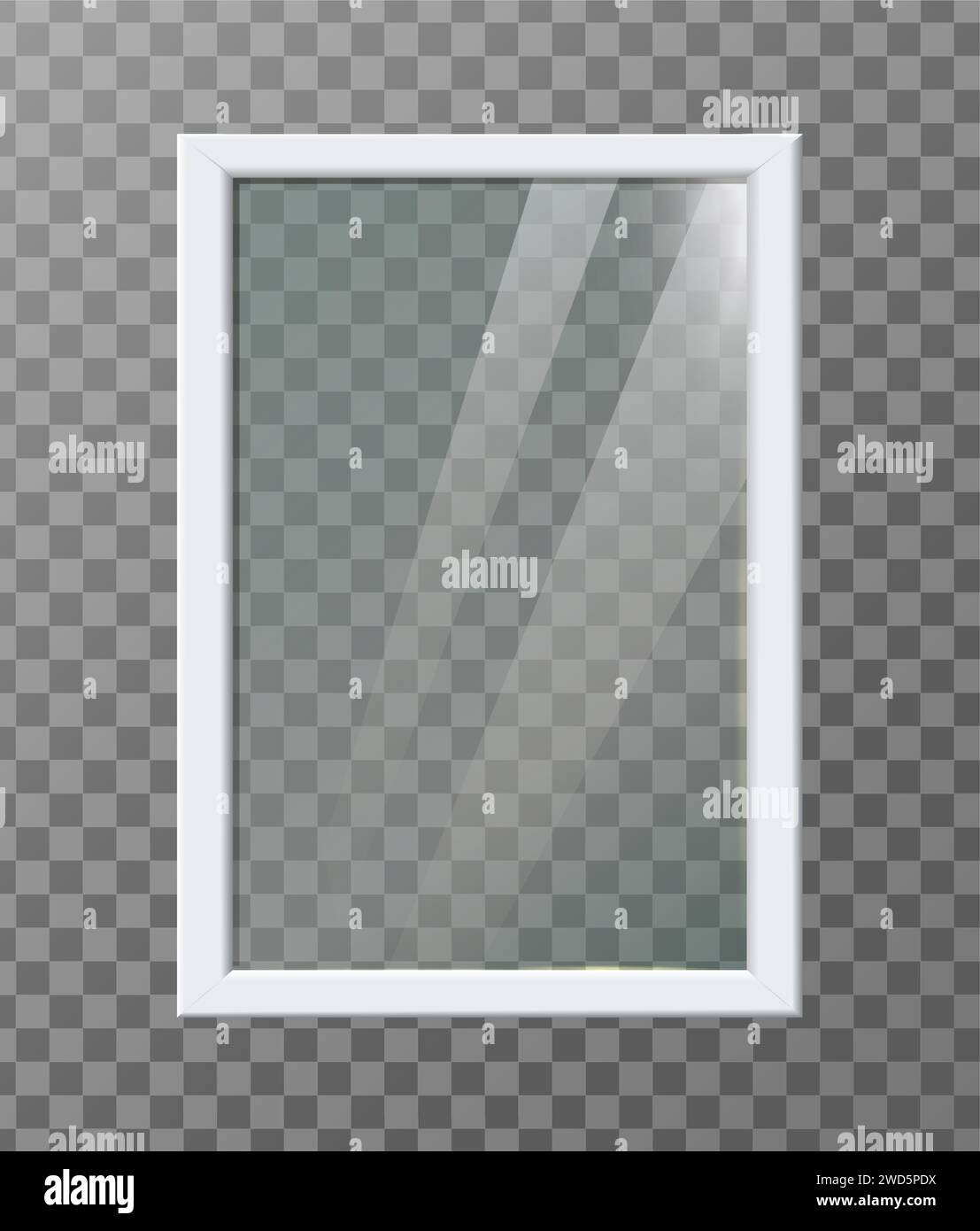 realistic vector icon illustration. White plastic modern window frame ...