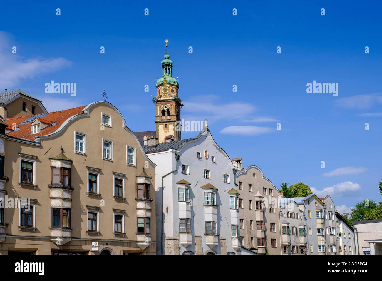 Sacred Heart Basilica, houses in the old town centre, Hall in Tyrol ...