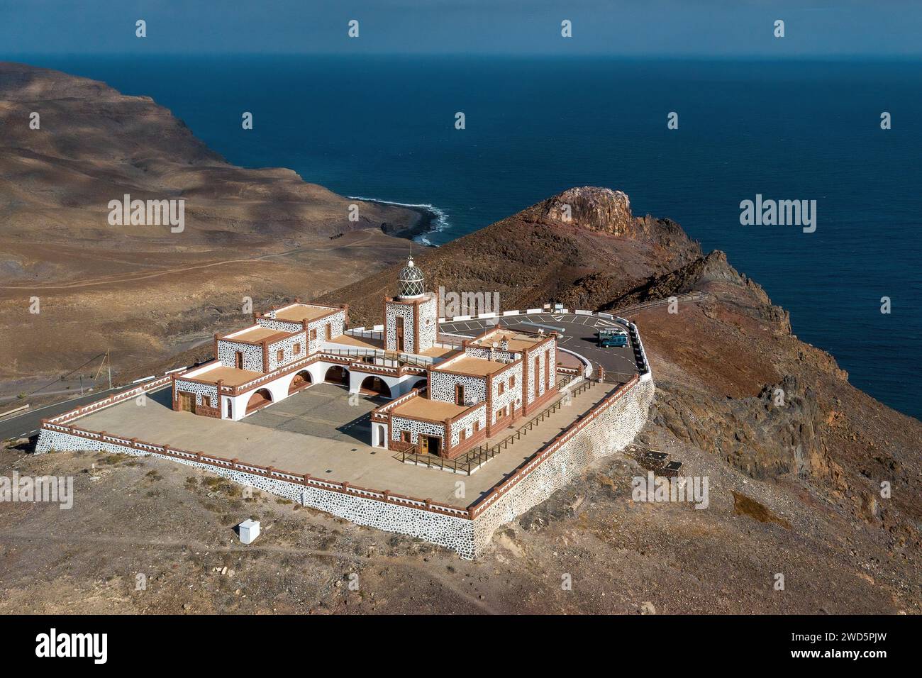 Bird's eye view of aerial view of building complex of lighthouse Faro ...
