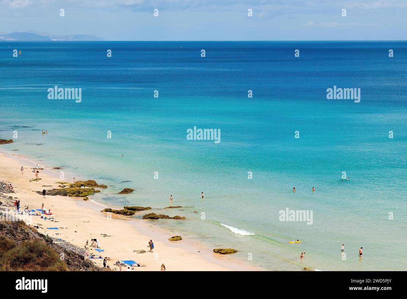 View from above on beach beach section of Costa Calma east coast of ...