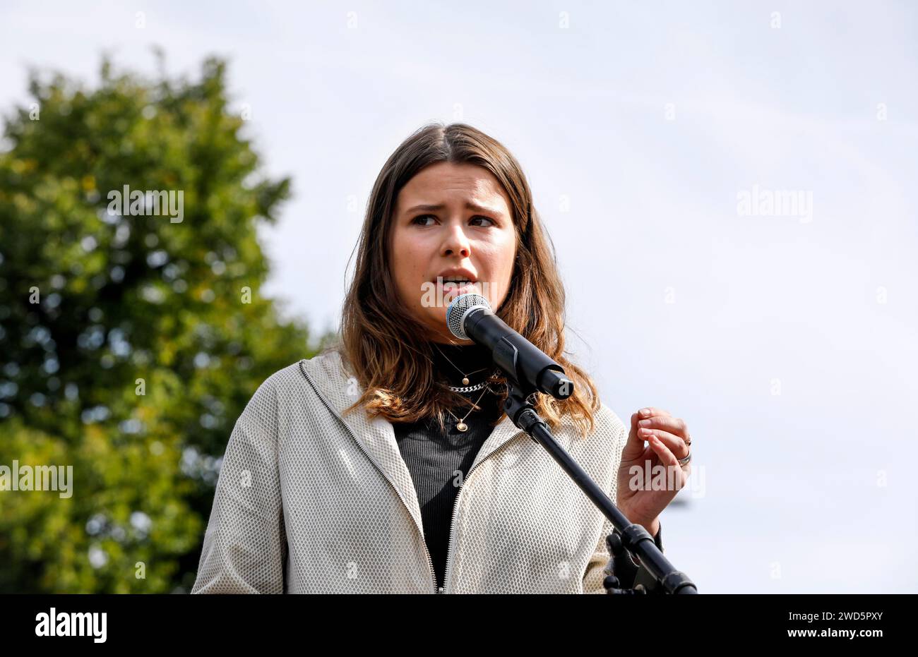 Luisa Neubauer speaks during the Fridays for Future demo. Fridays for ...