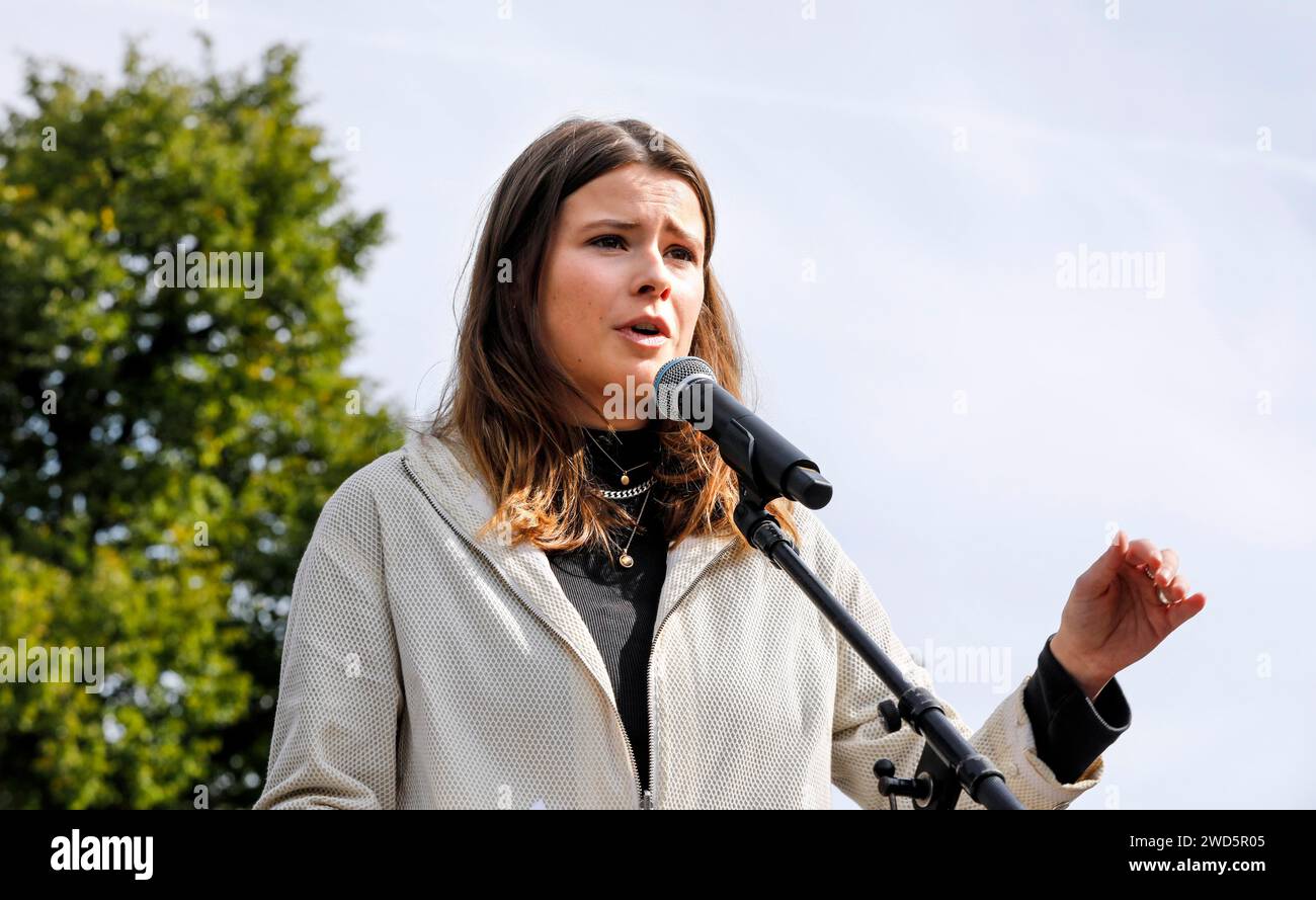 Luisa Neubauer speaks during the Fridays for Future demo. Fridays for ...