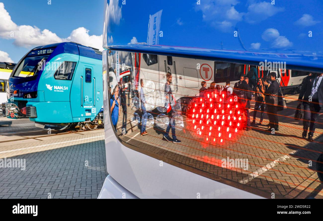 Visitors at the InnoTrans trade fair, the international trade fair for ...