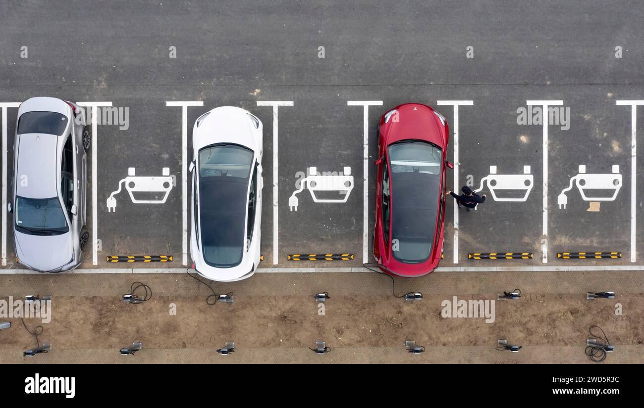 Charging stations for Tesla Y models at the Tesla Gigafactory in ...