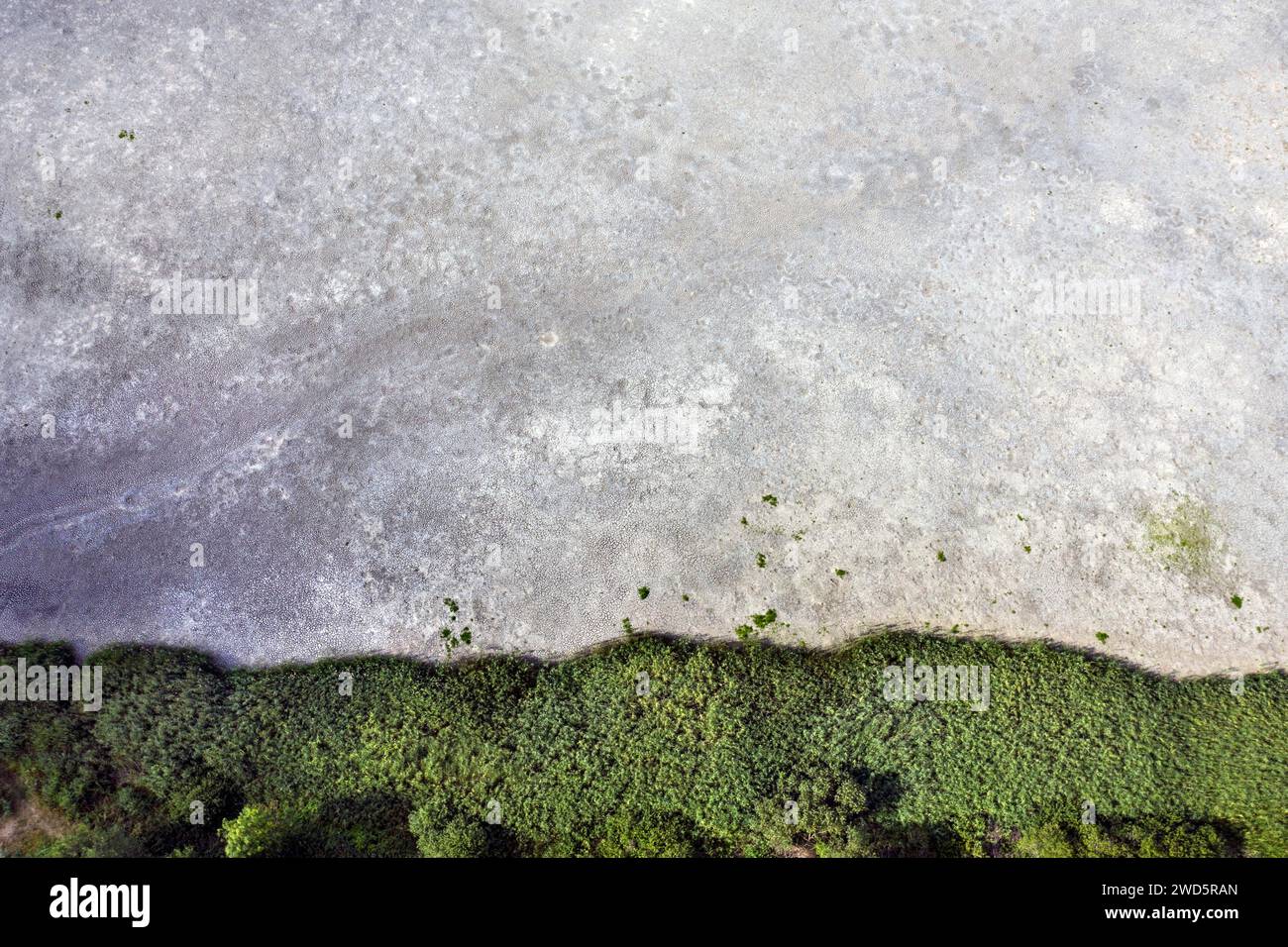 Aerial view of dried up fish ponds in Reckahn in Brandenburg. The Plane ...
