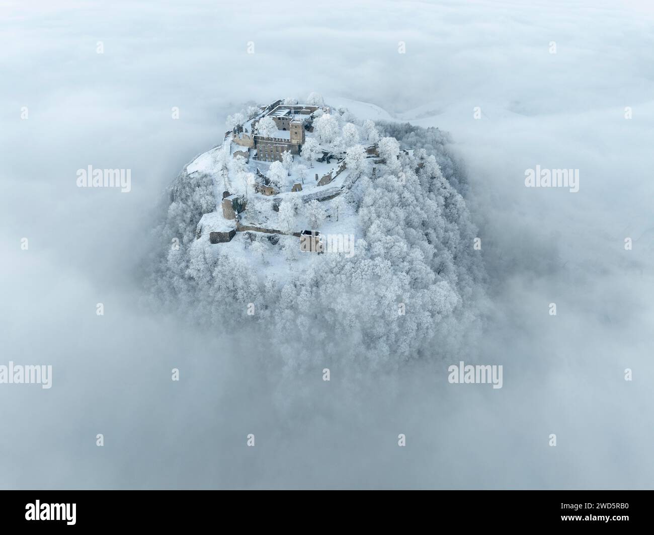 Aerial view of the Hegau volcano Hohentwiel with Germany's largest ...