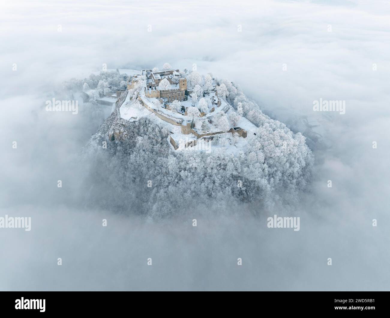 Aerial view of the Hegau volcano Hohentwiel with Germany's largest ...