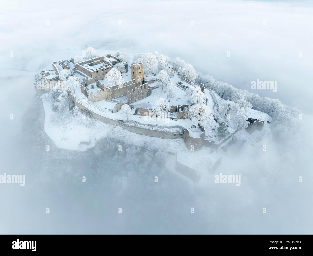 Aerial view of the Hegau volcano Hohentwiel with Germany's largest ...