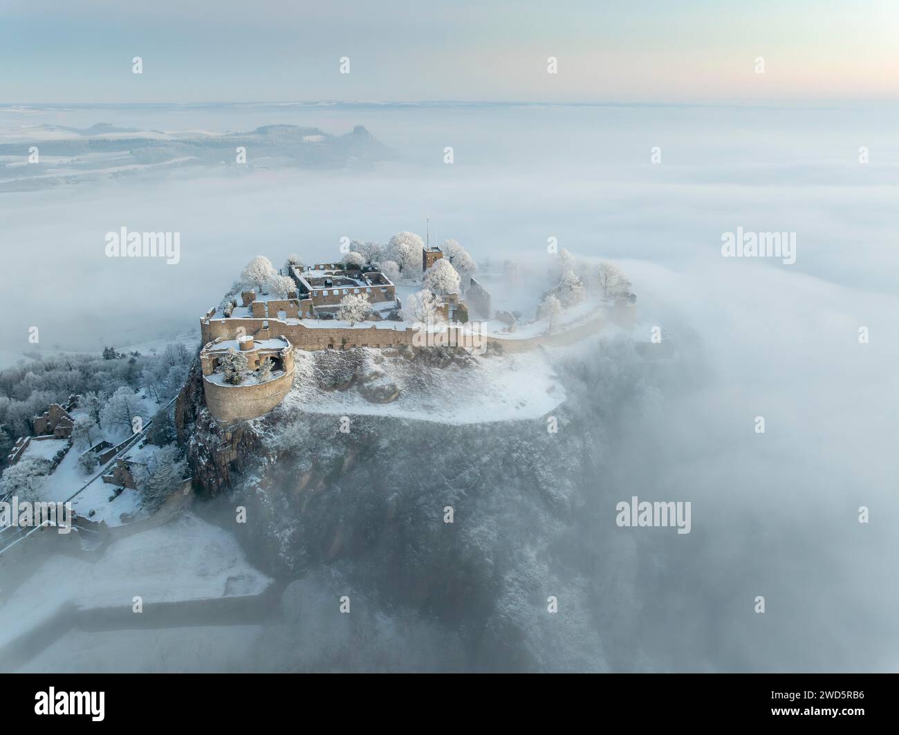 Aerial view of the Hegau volcano Hohentwiel with Germany's largest ...