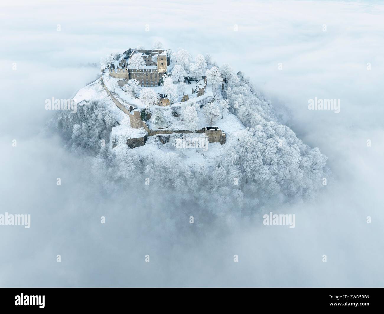 Aerial view of the Hegau volcano Hohentwiel with Germany's largest ...