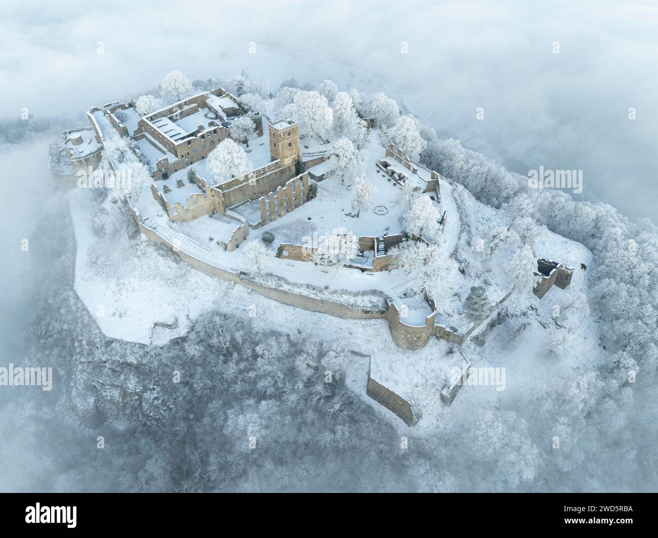 Aerial view of the Hegau volcano Hohentwiel with Germany's largest ...