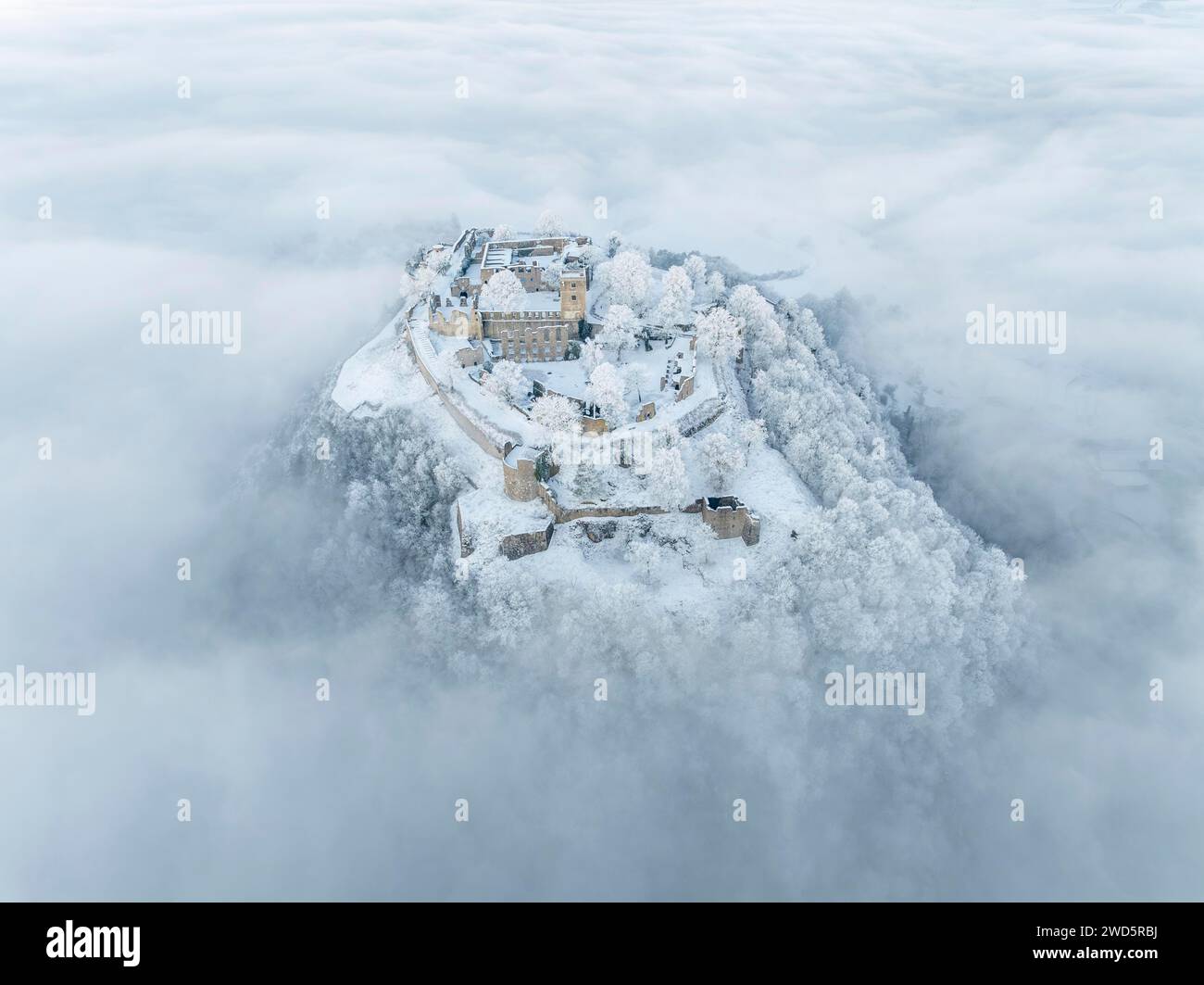 Aerial view of the Hegau volcano Hohentwiel with Germany's largest ...