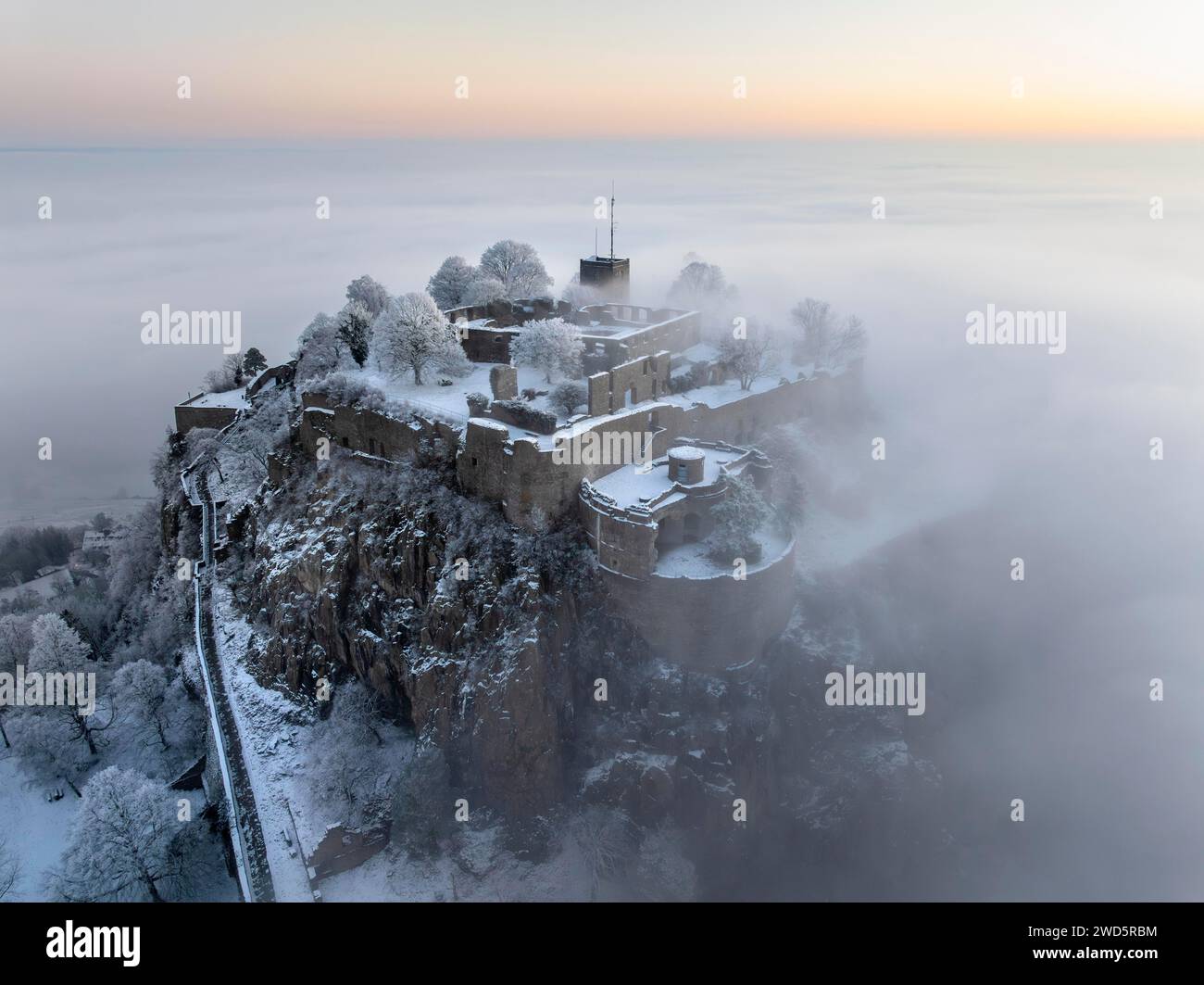 Aerial view of the Hegau volcano Hohentwiel with Germany's largest ...