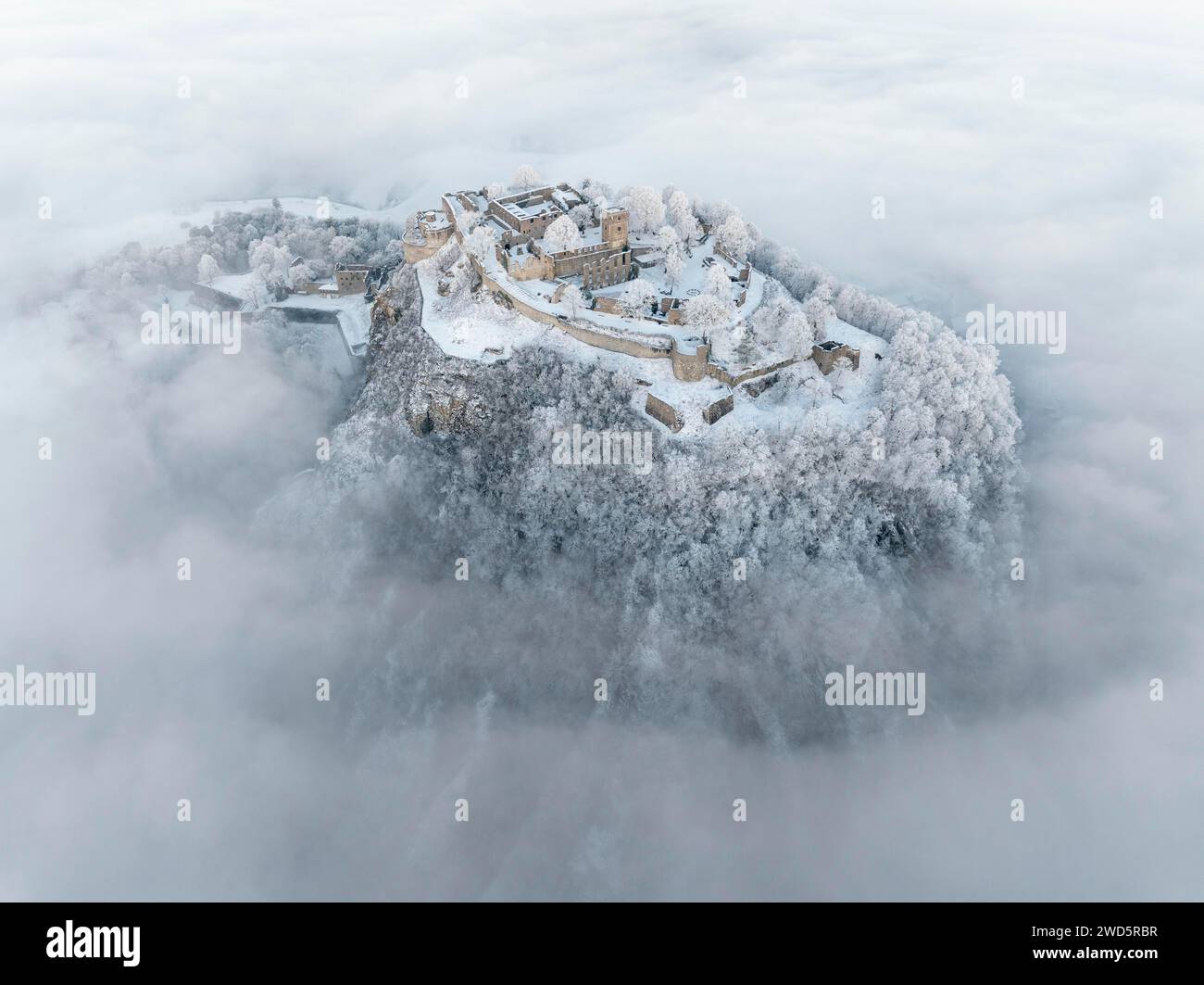Aerial view of the Hegau volcano Hohentwiel with Germany's largest ...