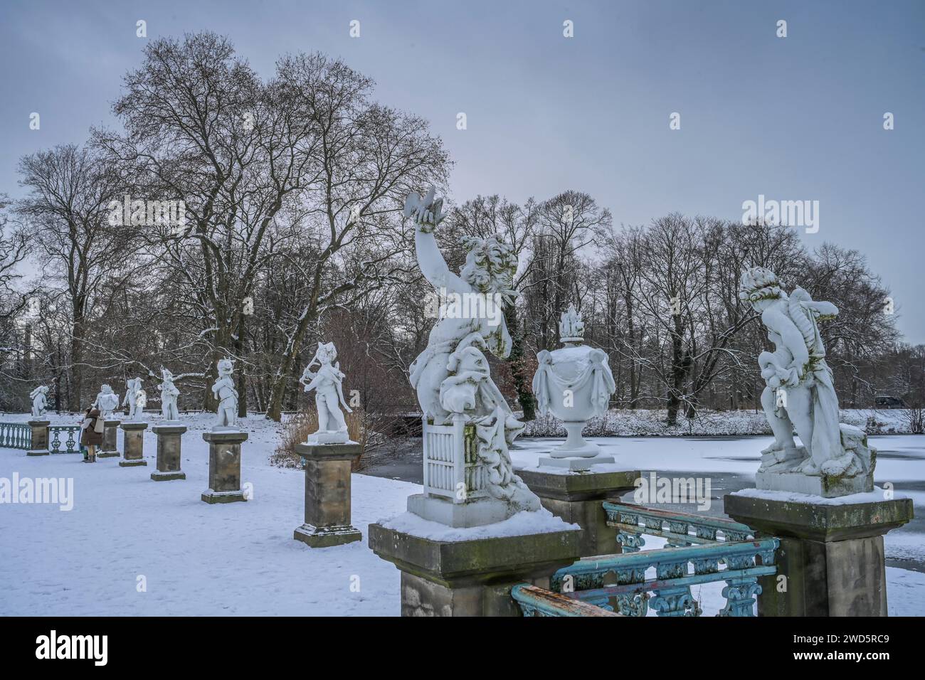 Winter, figures at the carp pond, palace gardens Charlottenburg ...