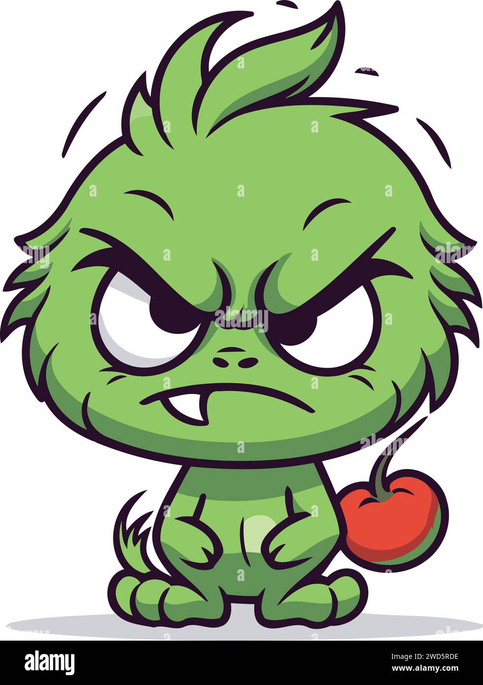 Angry Green Monster Cartoon Mascot Character Vector Illustration Stock ...