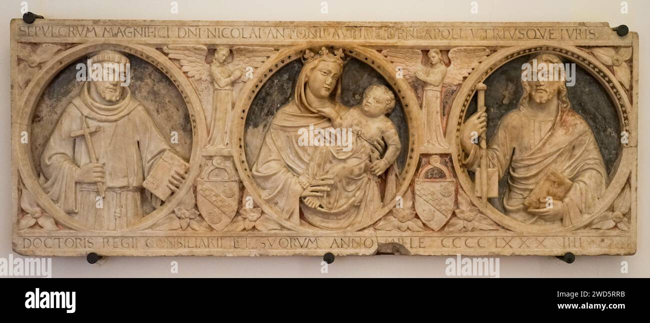 rectangular, stone, frame, depicting, saints, monumental, complex, san ...