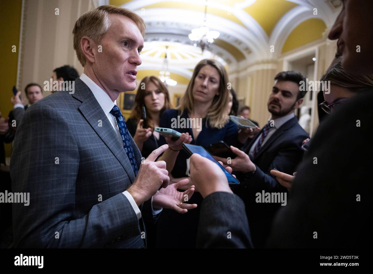 Sen. James Lankford (R-Okla.) speaks with reporters at the U.S. Capitol ...