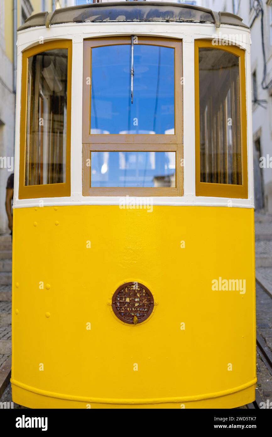 Detail plan of the yellow carriage of the old Bica elevator in the city ...