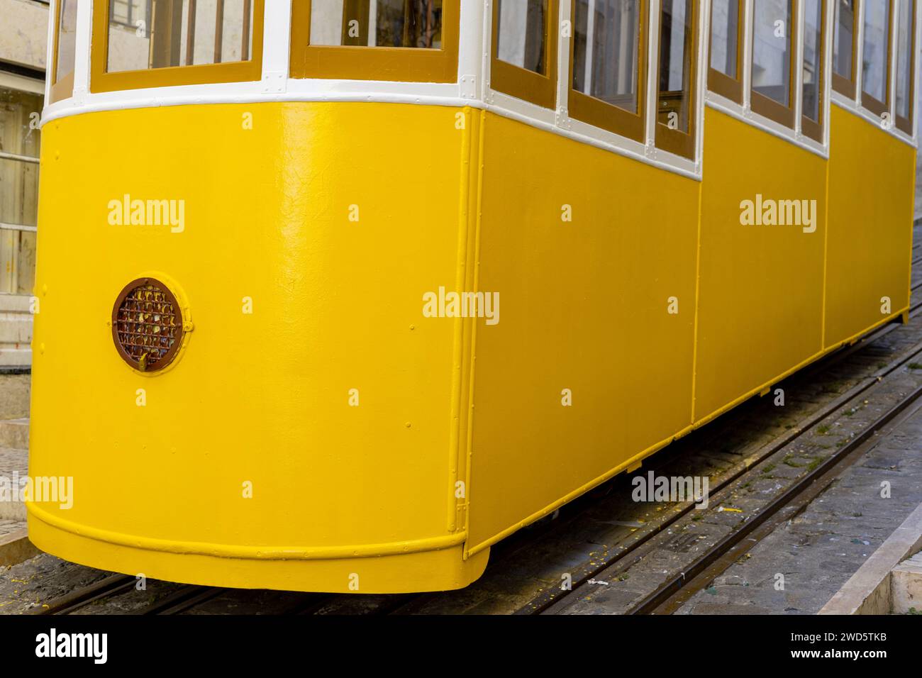 Detail plan of the yellow carriage of the old Bica elevator in the city ...