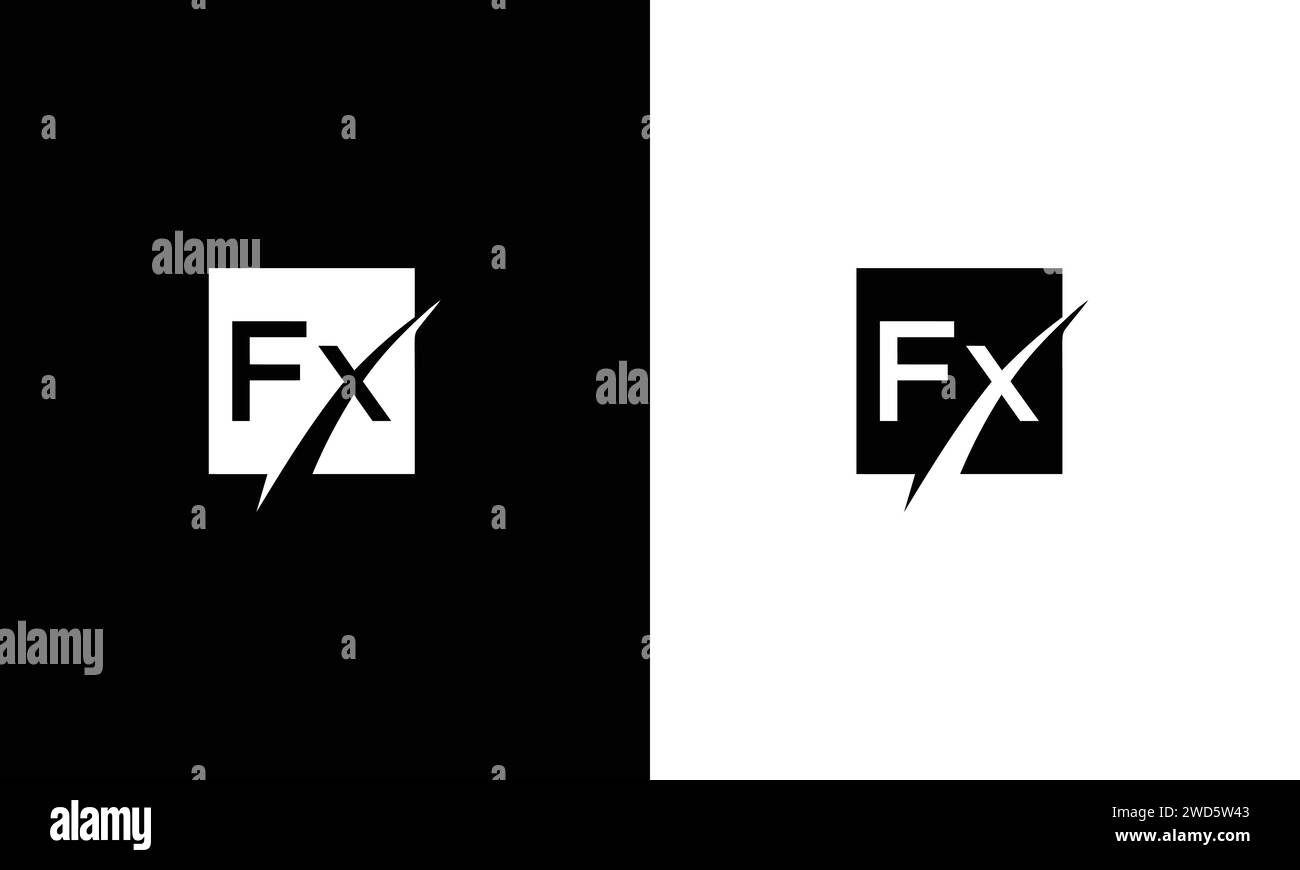 Minimalist Letter FX Logo Design , Editable in Vector Format in Black ...