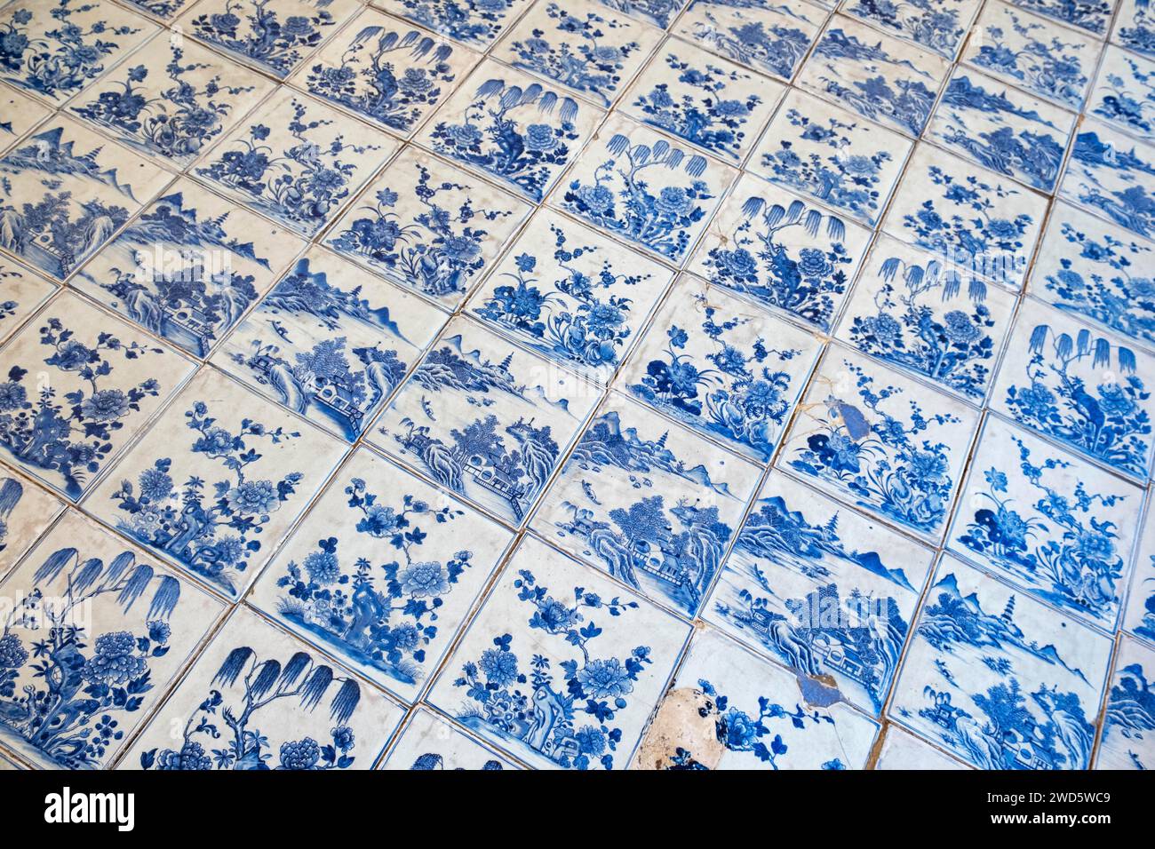 Blue and white porcelain tiles, Paradesi Synagogue, Matancherry, Jew ...