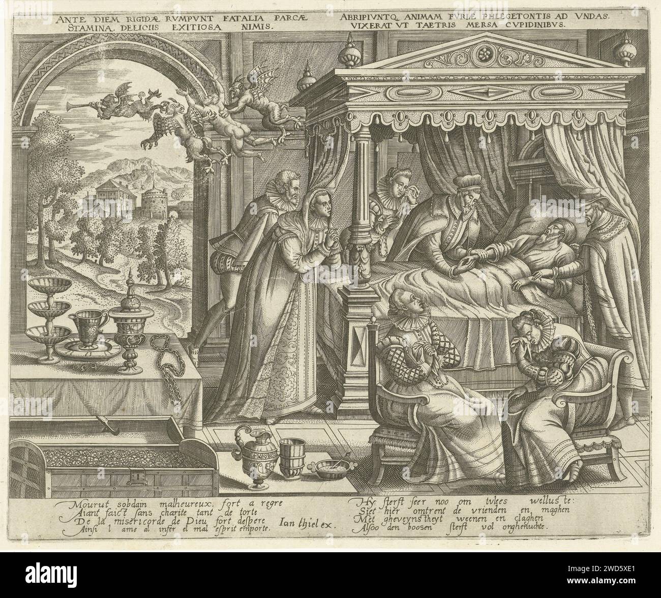 Deathbed of the rich man, Anonymous, Pieter van der Borcht (I), c. 1575 ...