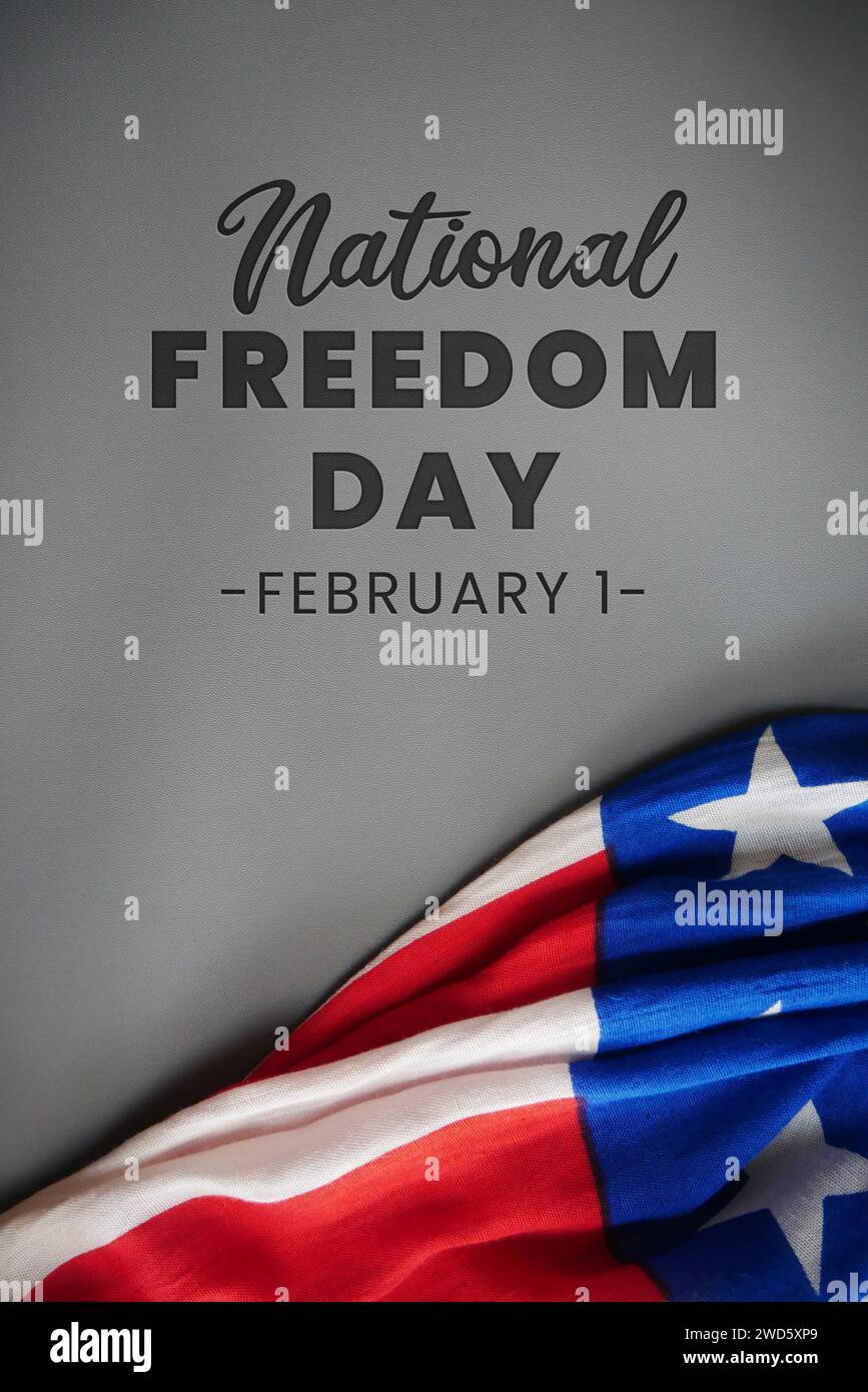National Freedom Day greeting banner, card with USA flag. Freedom for ...