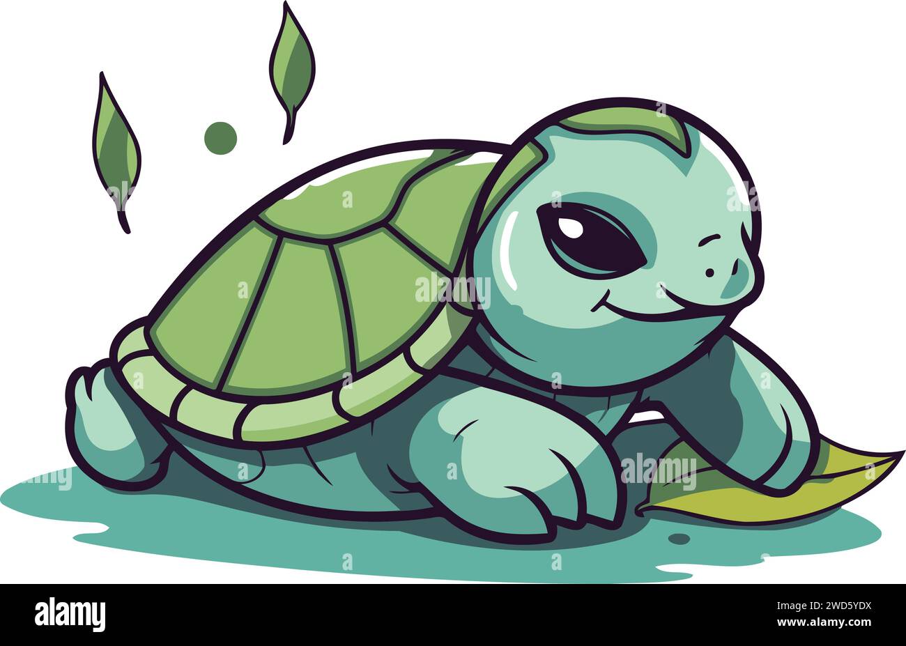 Cartoon turtle on a white background. Vector illustration in a flat ...