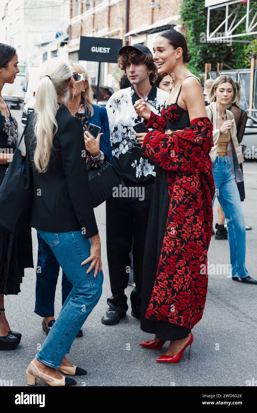 Chiara Baschetti outside Antonio Marras show during Milan Fashion Week ...