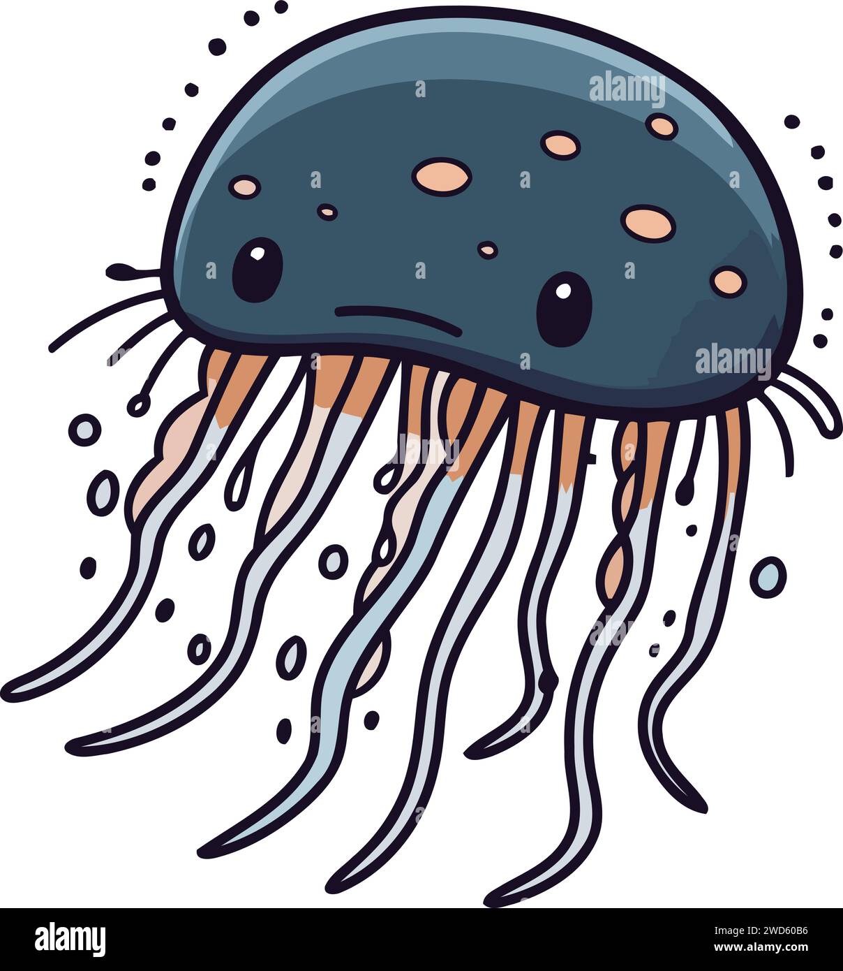 Cartoon jellyfish. Vector illustration of a cute jellyfish Stock Vector ...