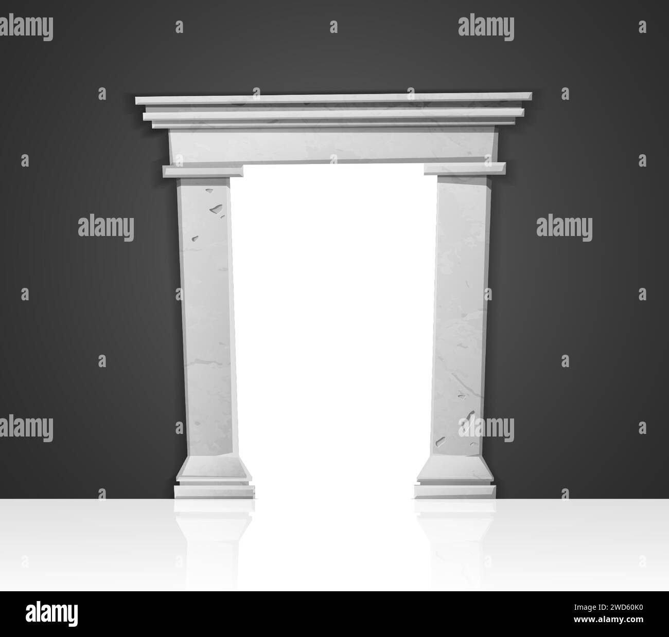 Square white stone antique greek arch portal on wall Stock Vector Image ...