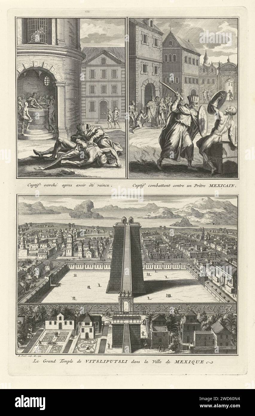 Performances of prisoners and a temple in Mexico, Bernard Picart ...