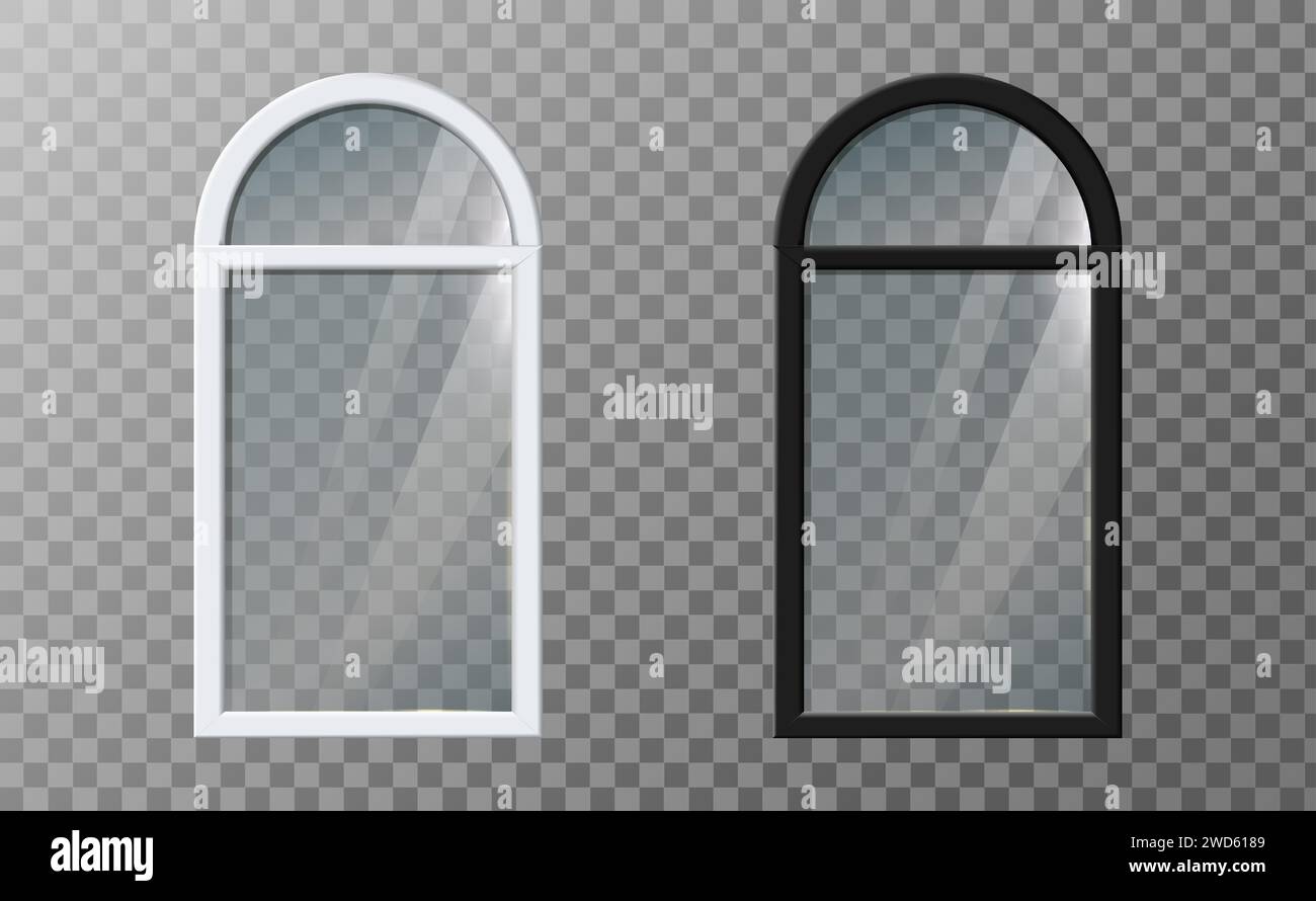 realistic vector icon illustration. Black and white narrow arch window frame Stock Vector Image ...
