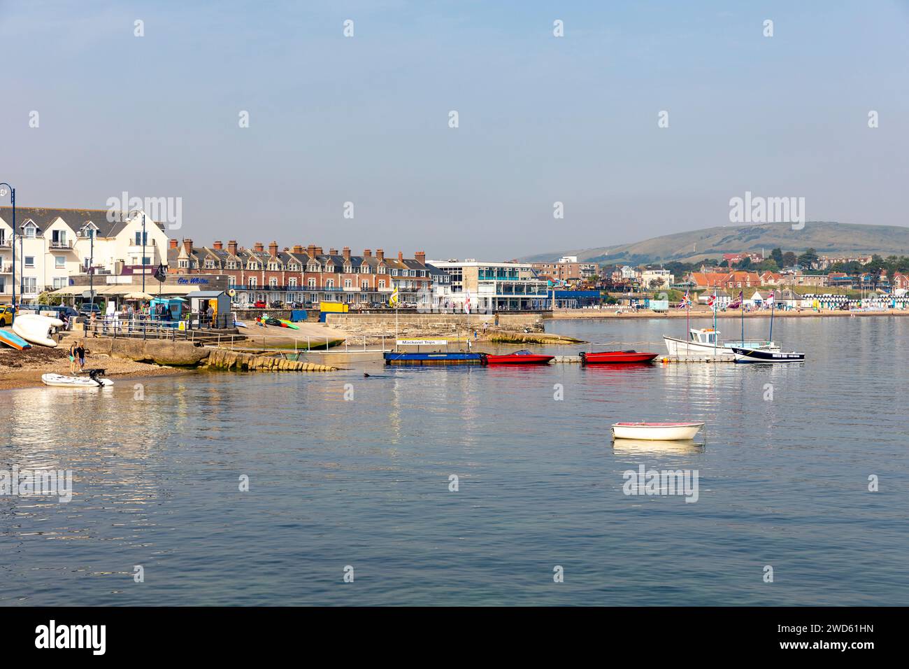 Swanage Isle of Purbeck, view of Swanage bay and the town centre with ...